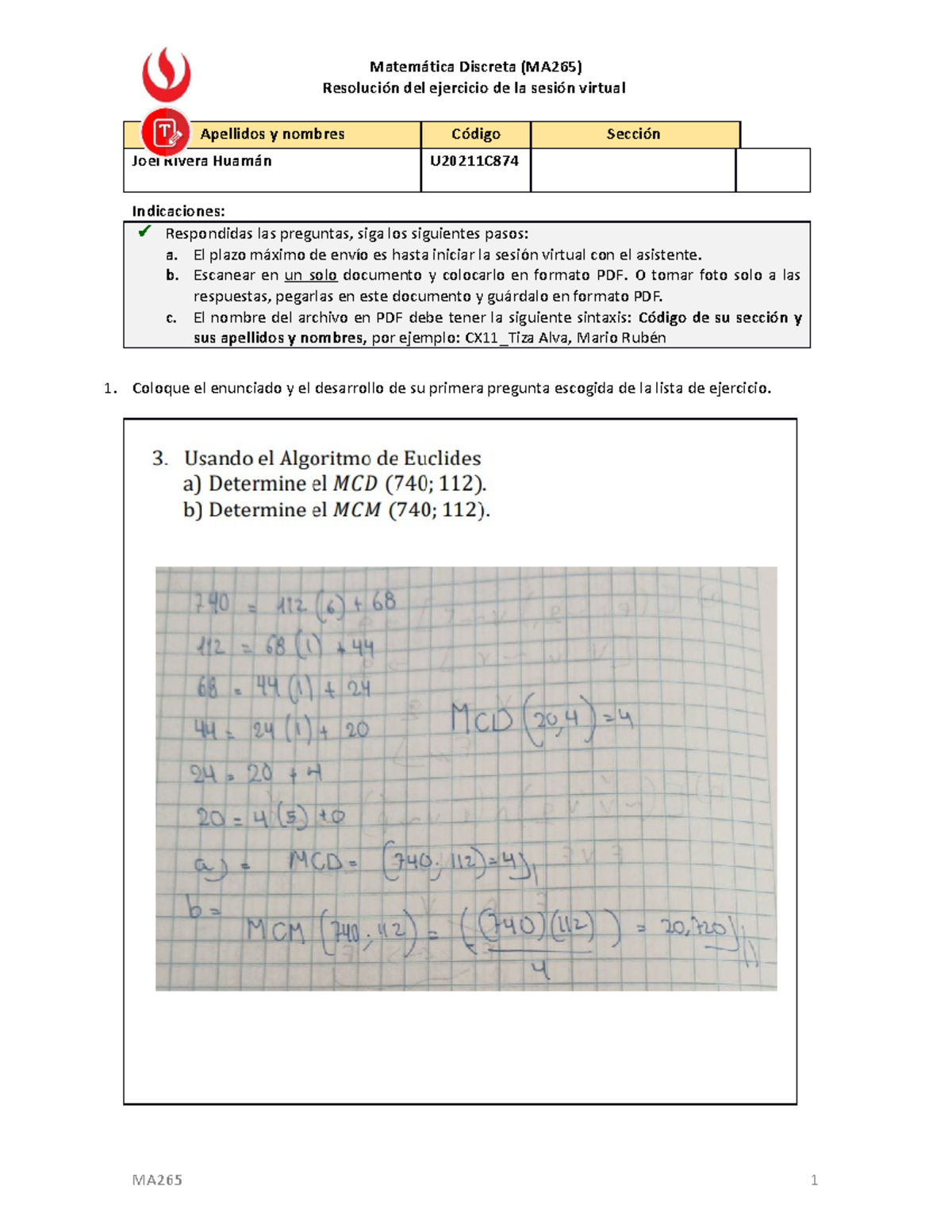 Mate Discreta Sem2 - xde - Matemática Discreta (MA265) Resolución del ...