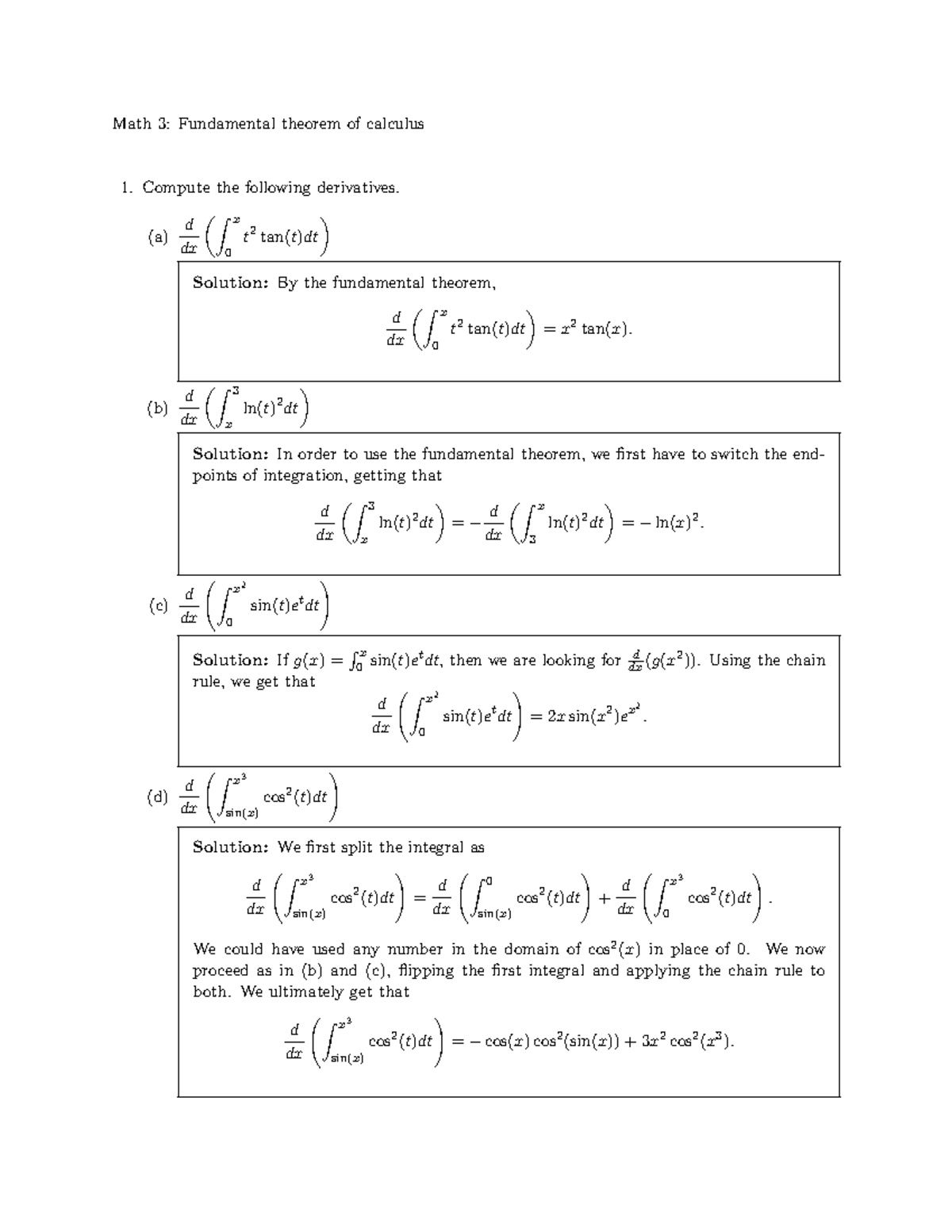 11-12-2014 ; Fundamental theorem of calculus (Solutions) - Math 3 ...