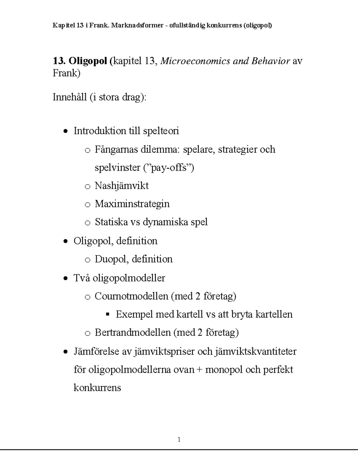 Kapitel 13 - Nationalekonomi - LAGB01 - Lunds Universitet - Studocu