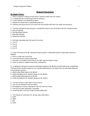 Chapter 2 Question Review- Part 2 - Chapter 2 Questions Multiple Choice ...