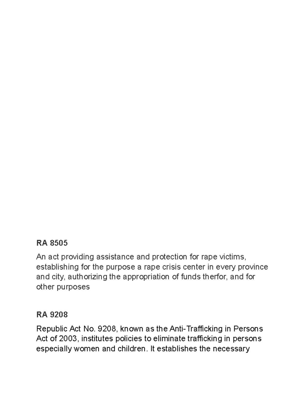 3RD DAY Presentation - PPT - RA 8505 An act providing assistance and ...