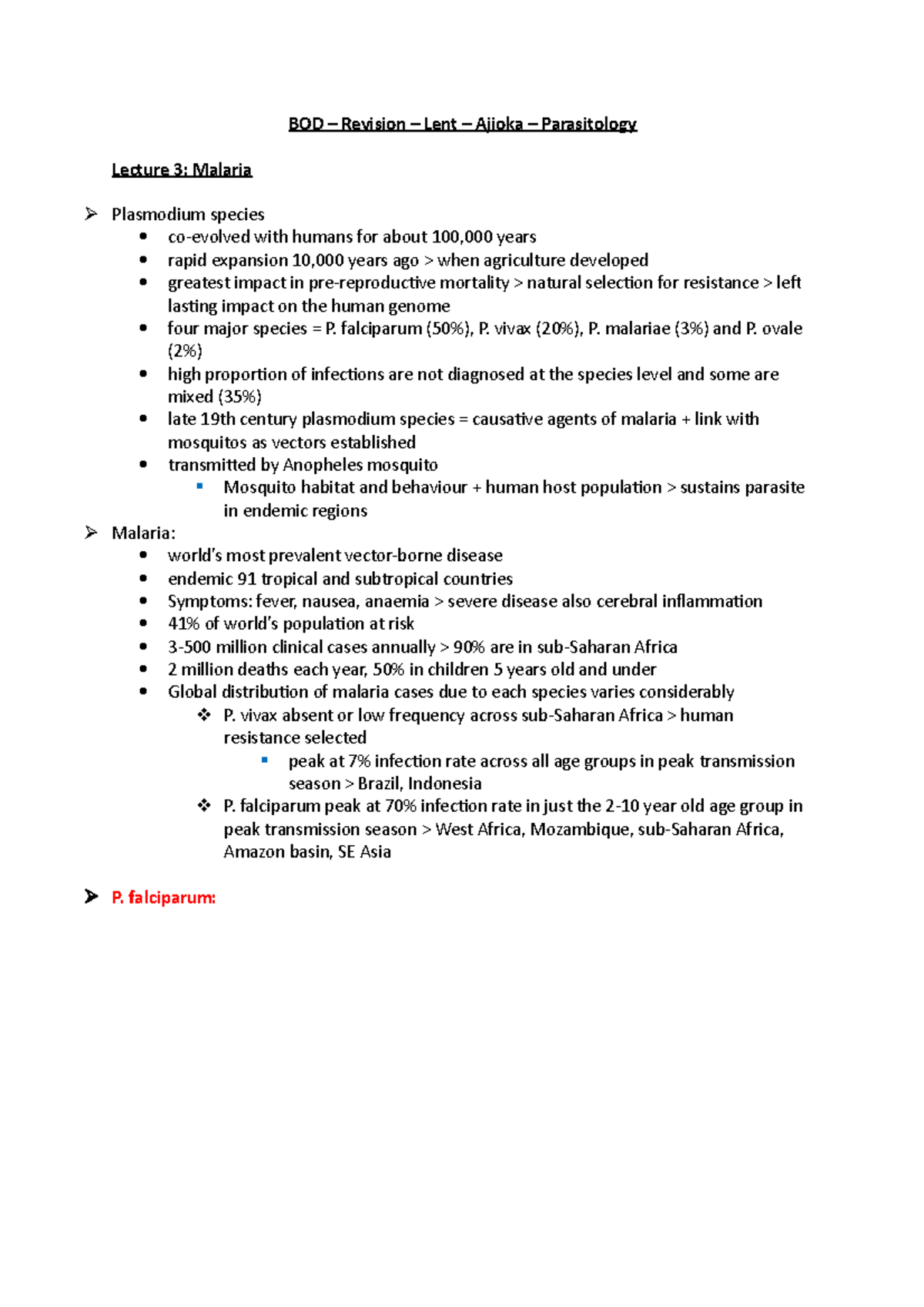 BOD – Revision – Lent – Ajioka – Parasitology - 4 - BOD – Revision ...