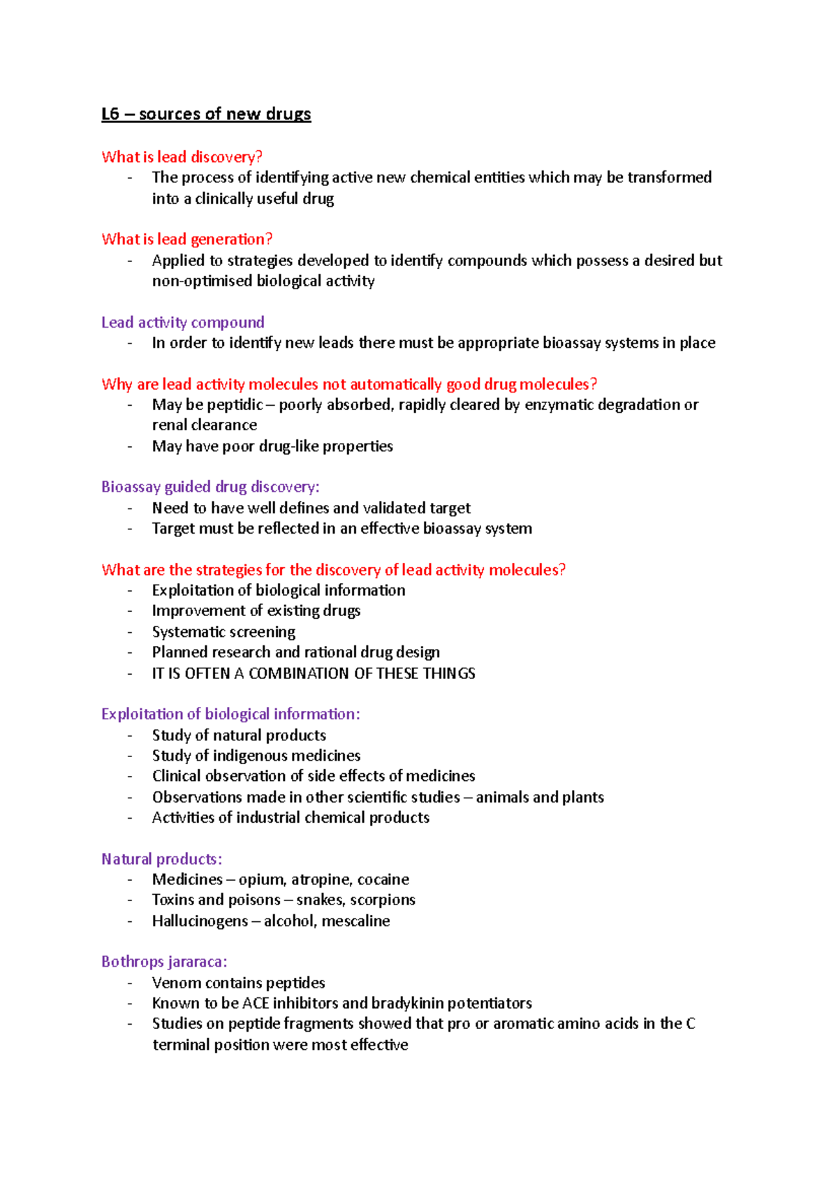 L6 – sources of new drugs - L6 – sources of new drugs What is lead ...