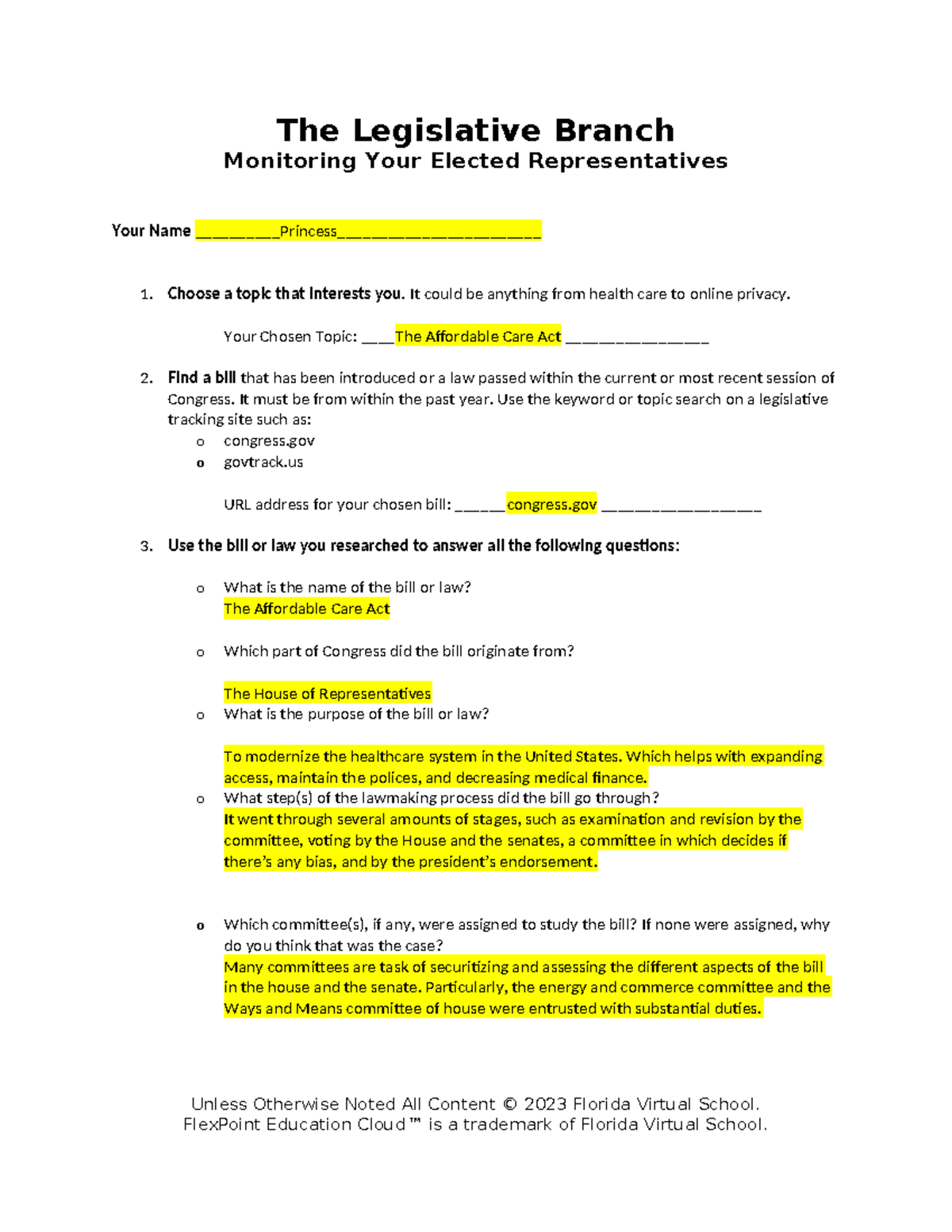 The legislative branch assignment template - The Legislative Branch ...