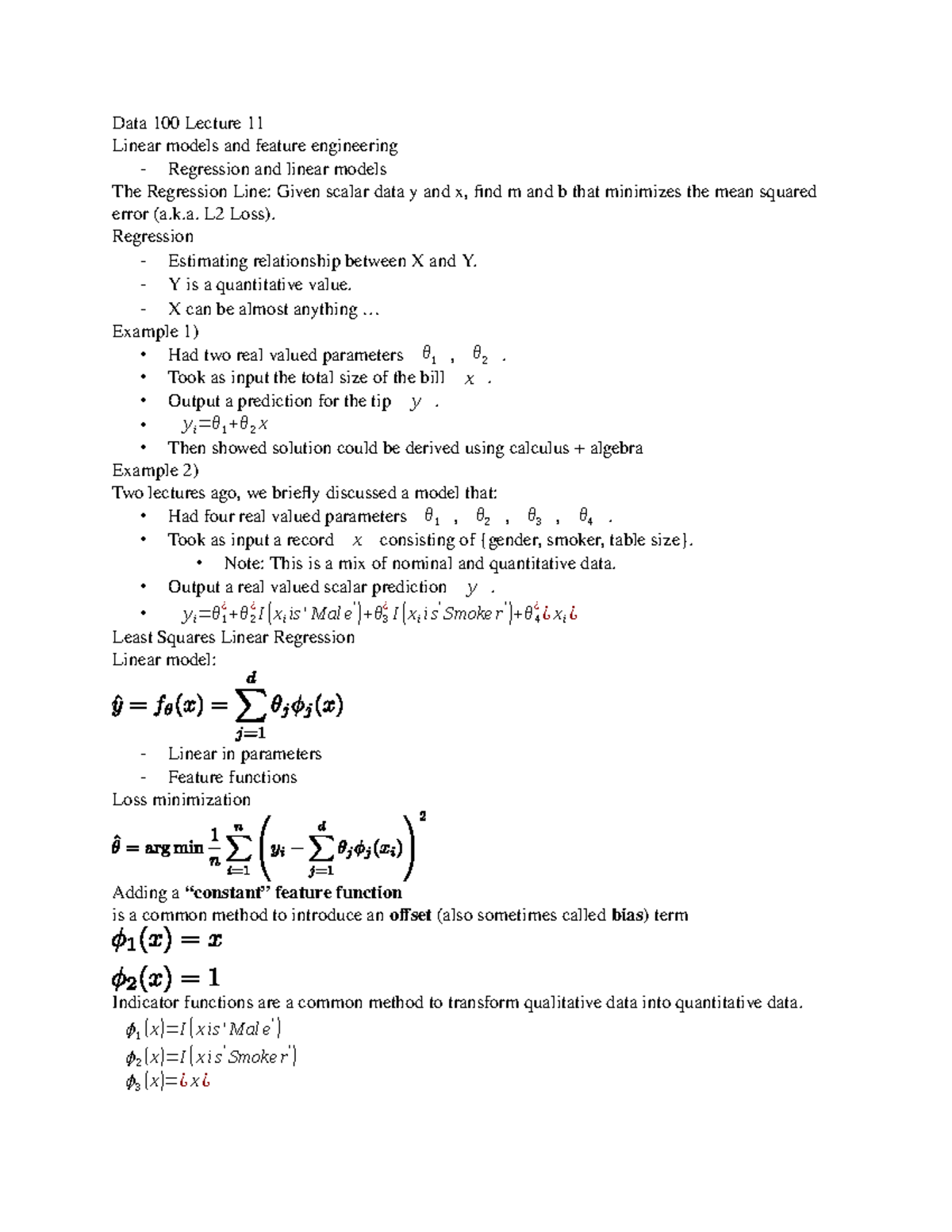 Lecture 11 - Josh Hug/ Fernando Perez - Data 100 Lecture 11 Linear models and feature ...