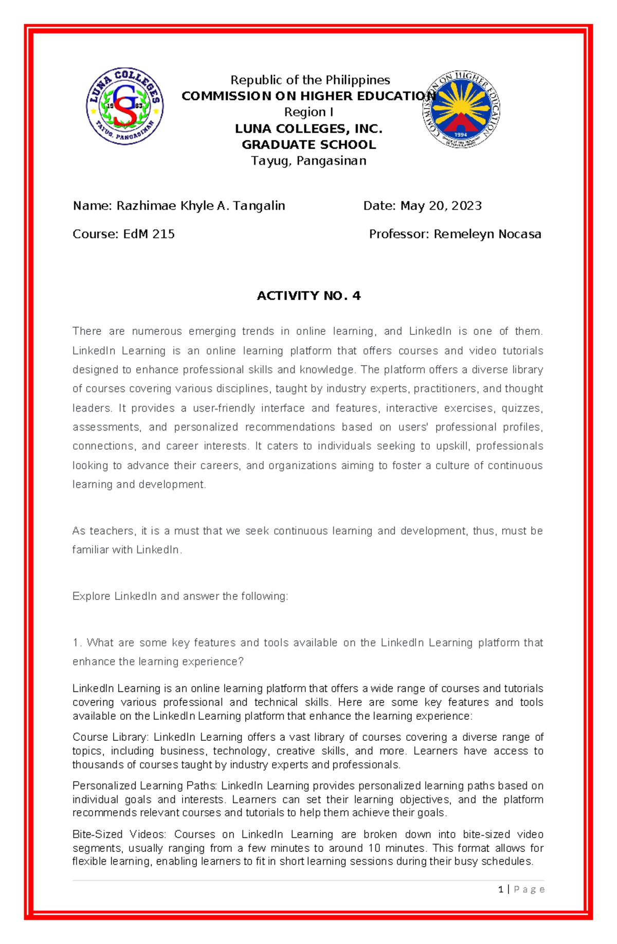 Activity 4 Tangalin - Practice Material - Republic of the Philippines ...
