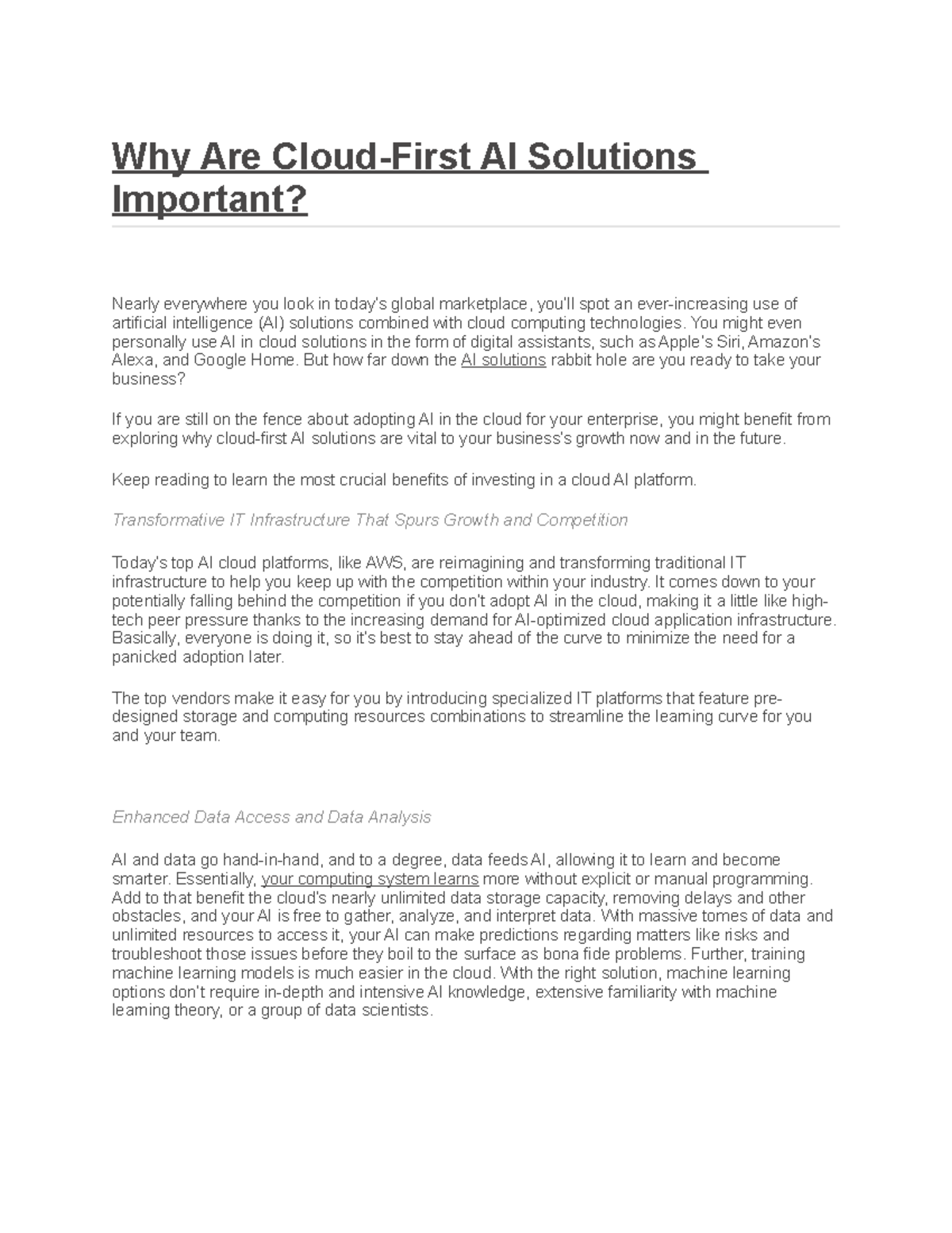 10.0 Why Are Cloud-First AI Solutions Important - Why Are Cloud-First ...