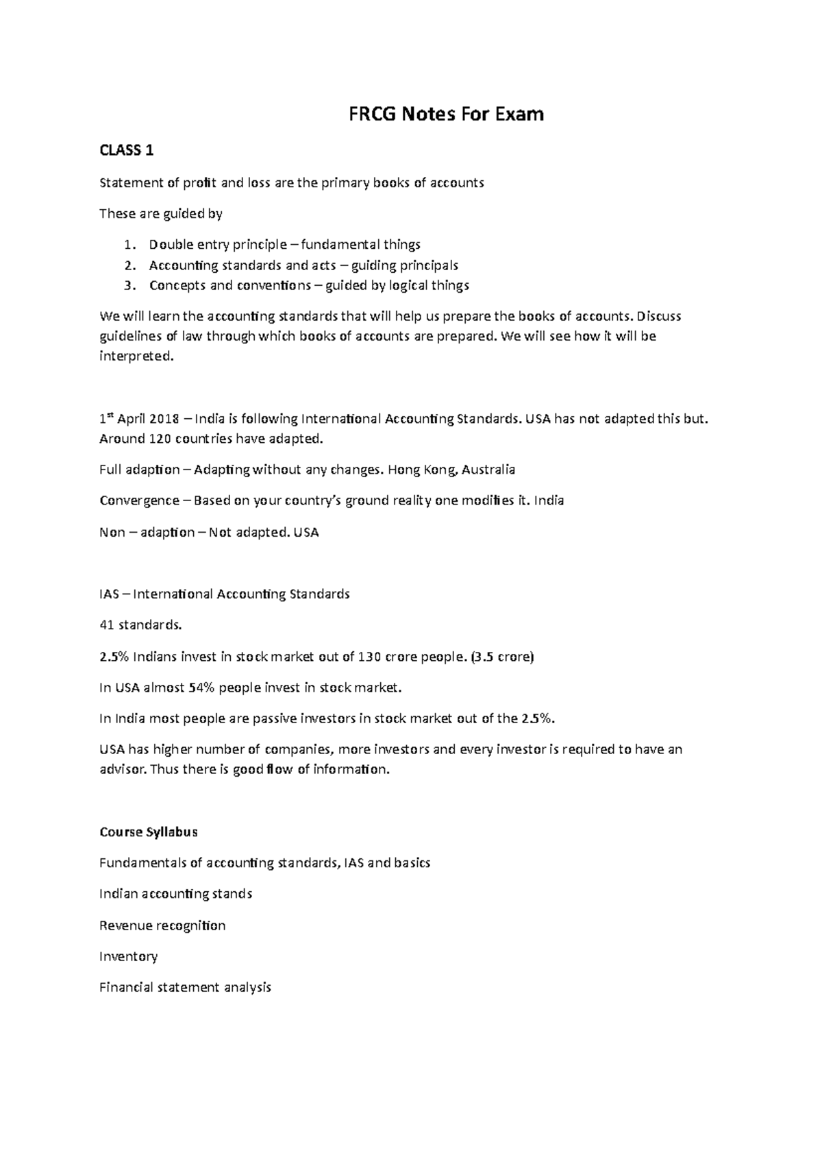 FRCG Class summary Notes - FRCG Notes For Exam CLASS 1 Statement of ...