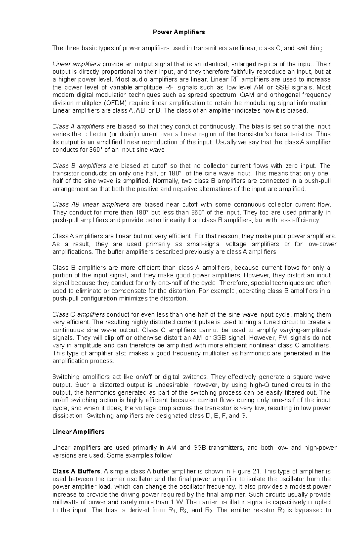 Power Amplifiers - Power Amplifiers The three basic types of power ...