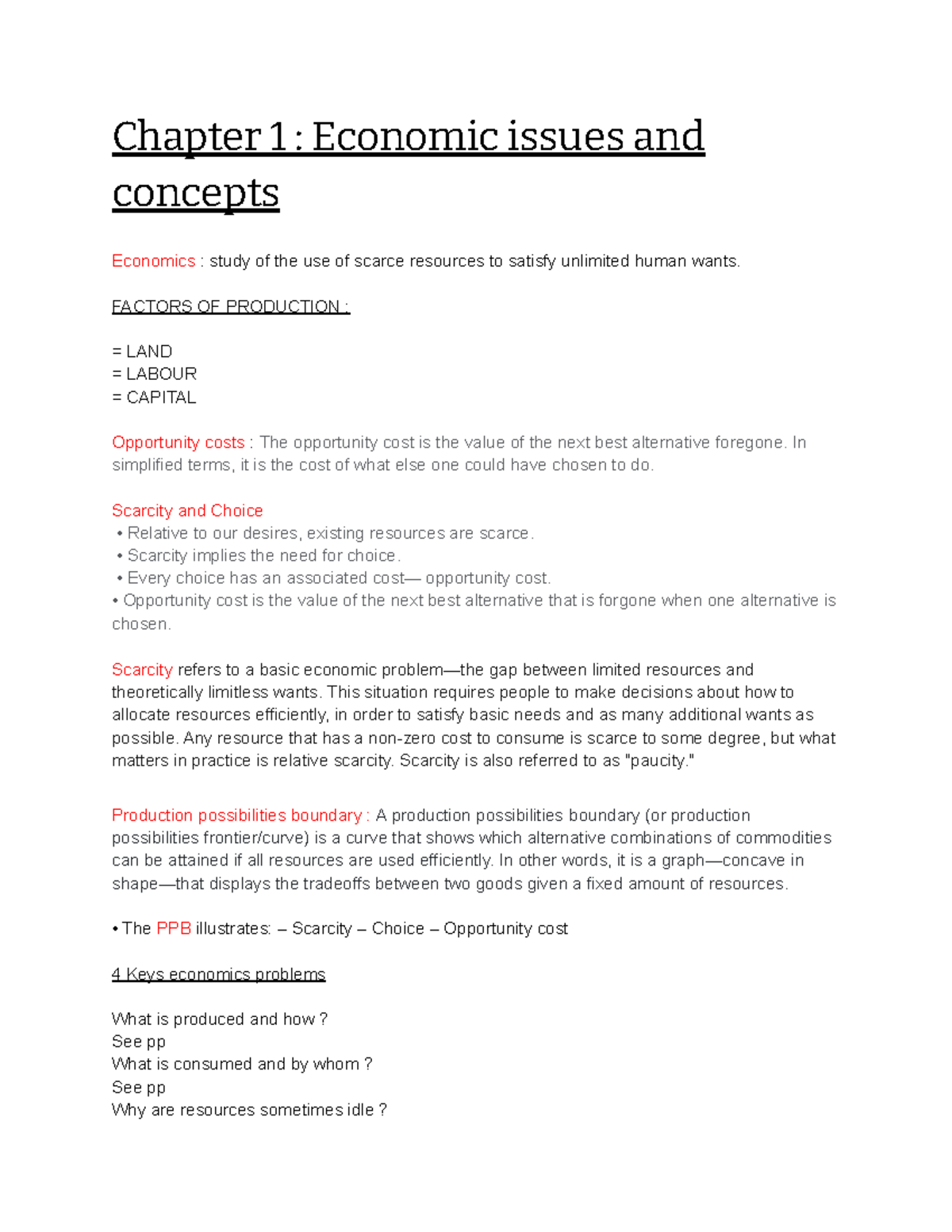 ECON CHAP 1 economic issues and concepts - Chapter 1 : Economic issues ...