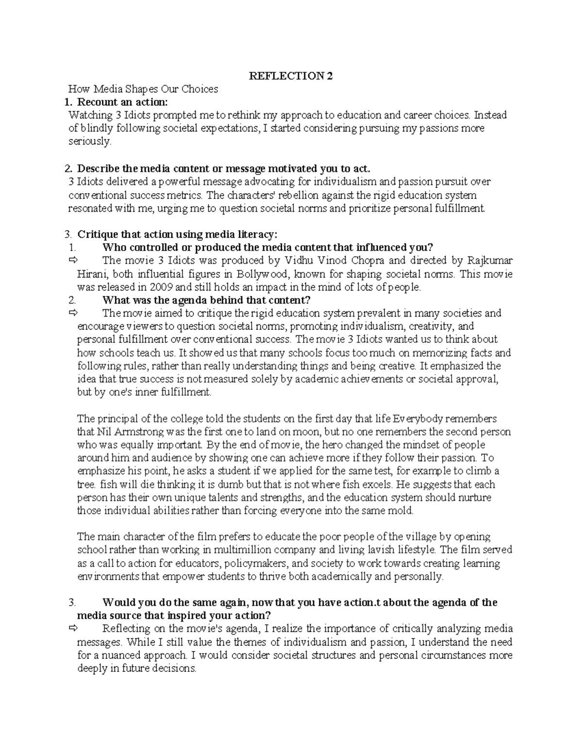 Khyatithakkar GNED500Reflection Assignment 2 - REFLECTION 2 How Media Shapes Our Choices Recount ...