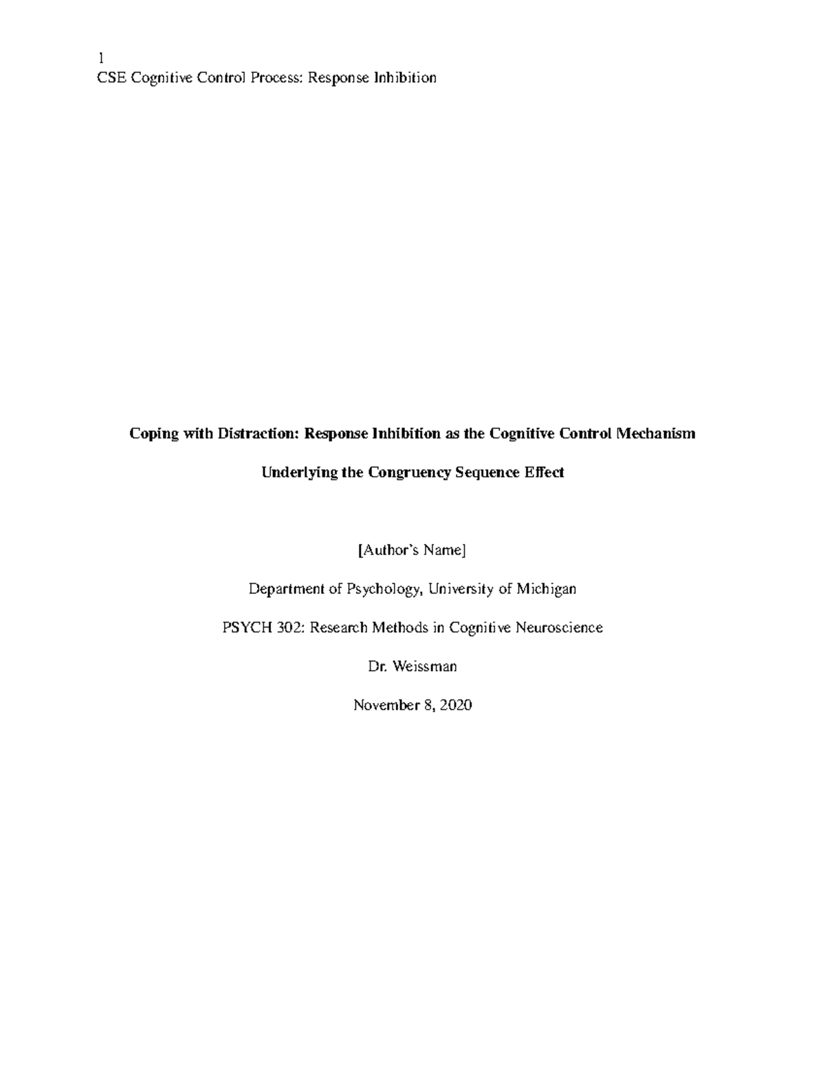 92461461 - Abstract, Title, References - 1 CSE Cognitive Control ...