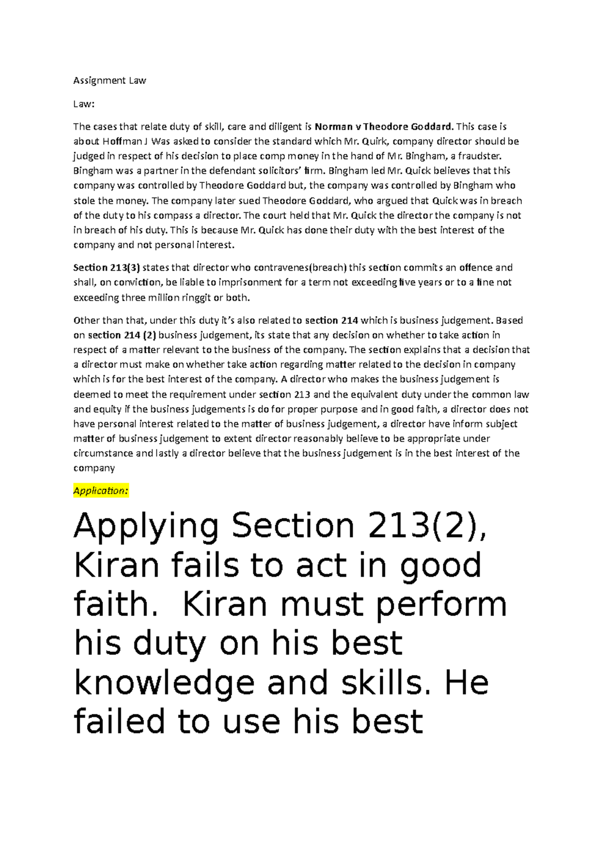 Assignment Law - Jangan tiru sebijik...buat rujukan boleh. - Assignment ...