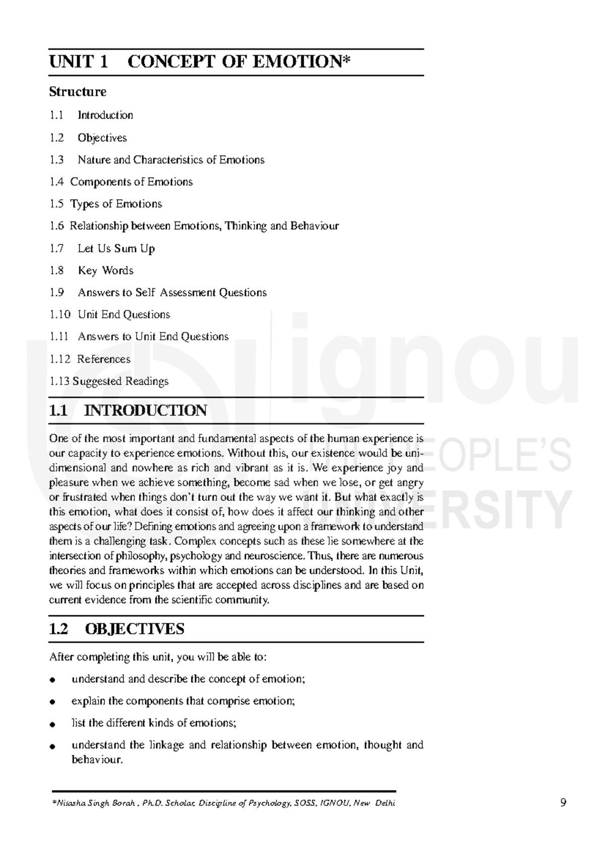 Unit-1 - UNIT 1 CONCEPT OF EMOTION* Structure 1 Introduction 1 ...