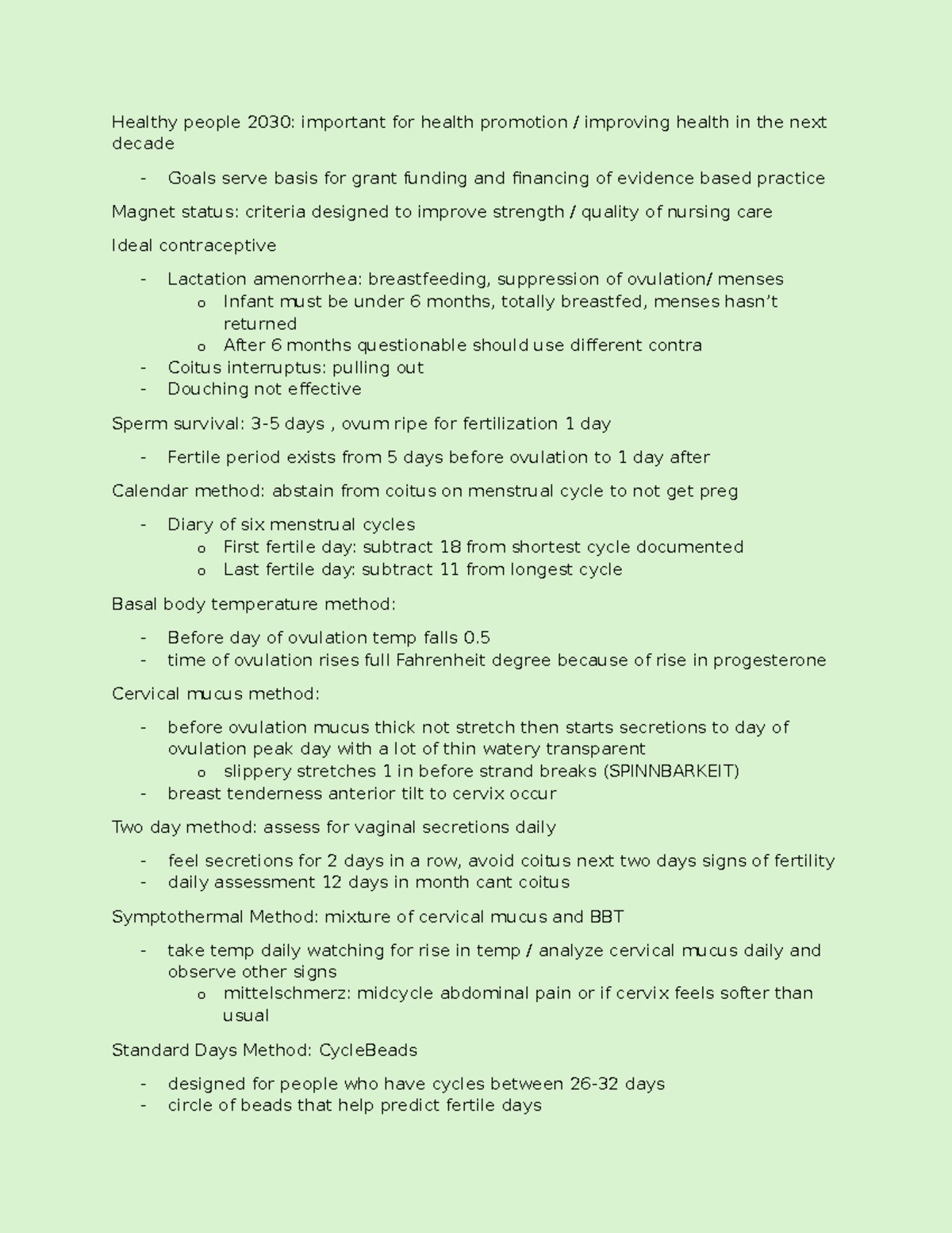Maternal Mod 1 - lecture notes - Healthy people 2030: important for ...