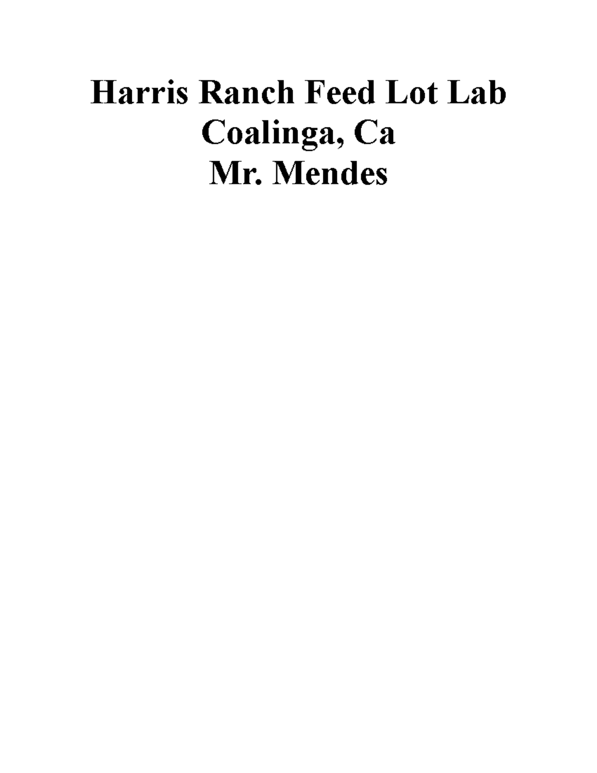 Online Harris Ranch Feed Lot Lab - Harris Ranch Feed Lot Lab Coalinga ...