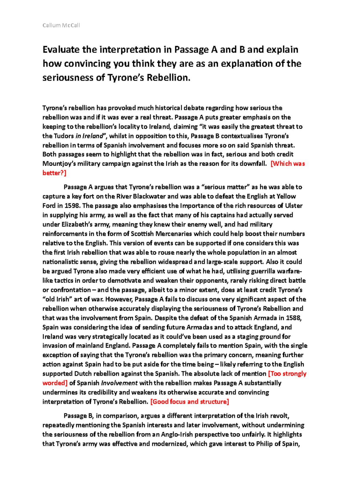 Evaluate the interpretation in Passage A and B and explain how ...