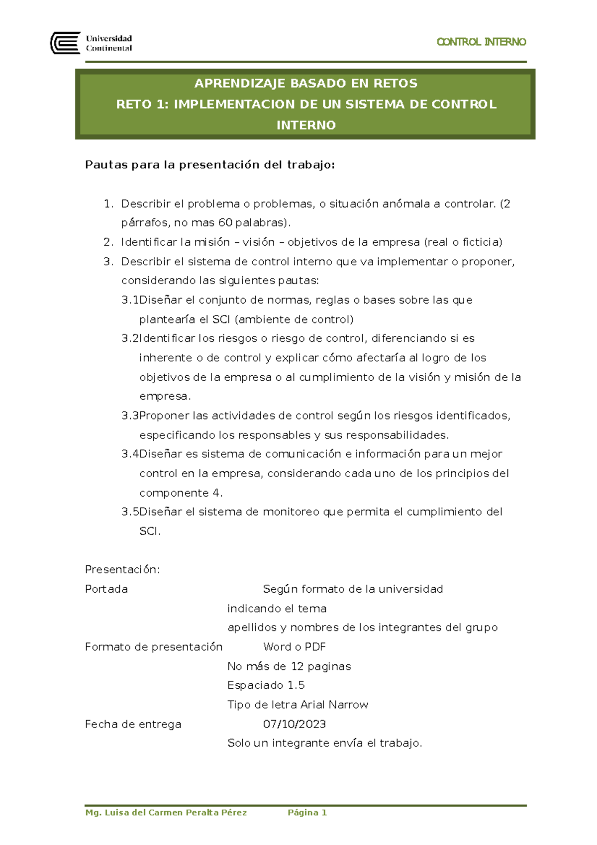 S7 ABR RETO 1 Implementacionde un Sistema de CI - CONTROL INTERNO ...