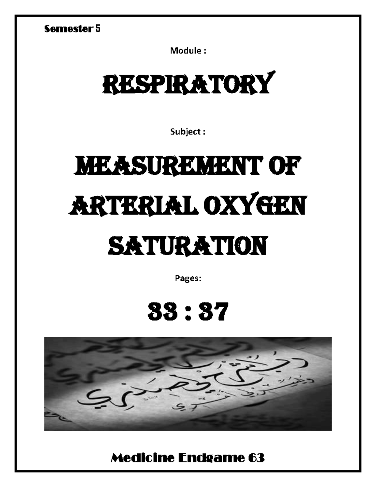 Measurement of arterial oxygen saturation - Module : respiratory ...