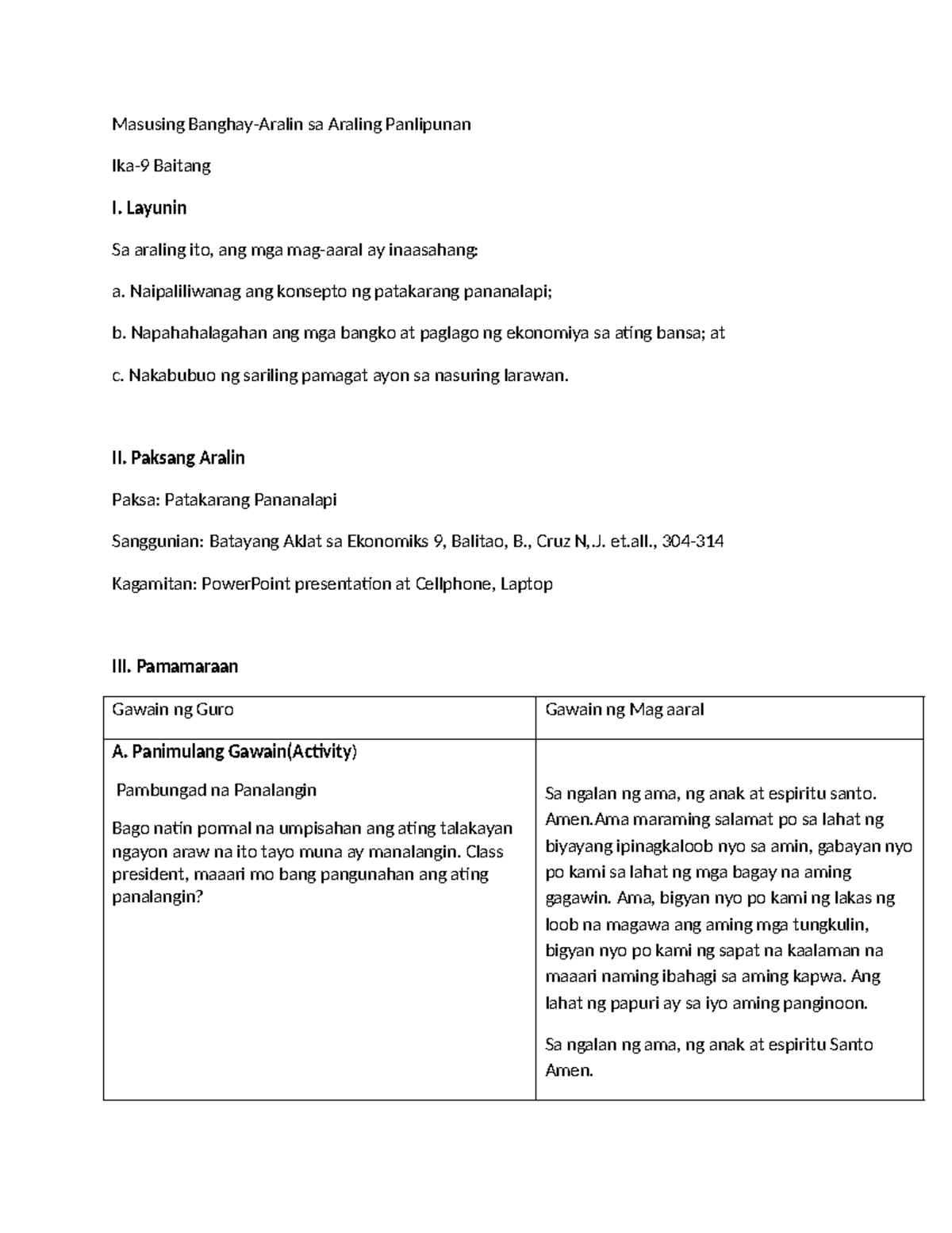 Detailed Lesson PLAN Araling Panlipunan 9 - Masusing Banghay-Aralin sa ...