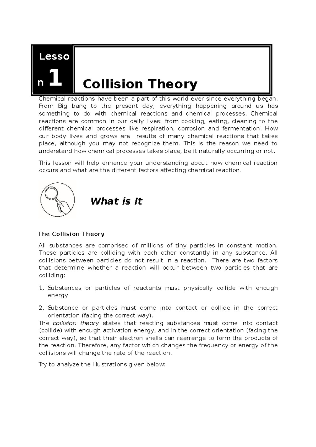 Physical-Science 11 Q1 Module 8 Collision-Theory explantion abot ...