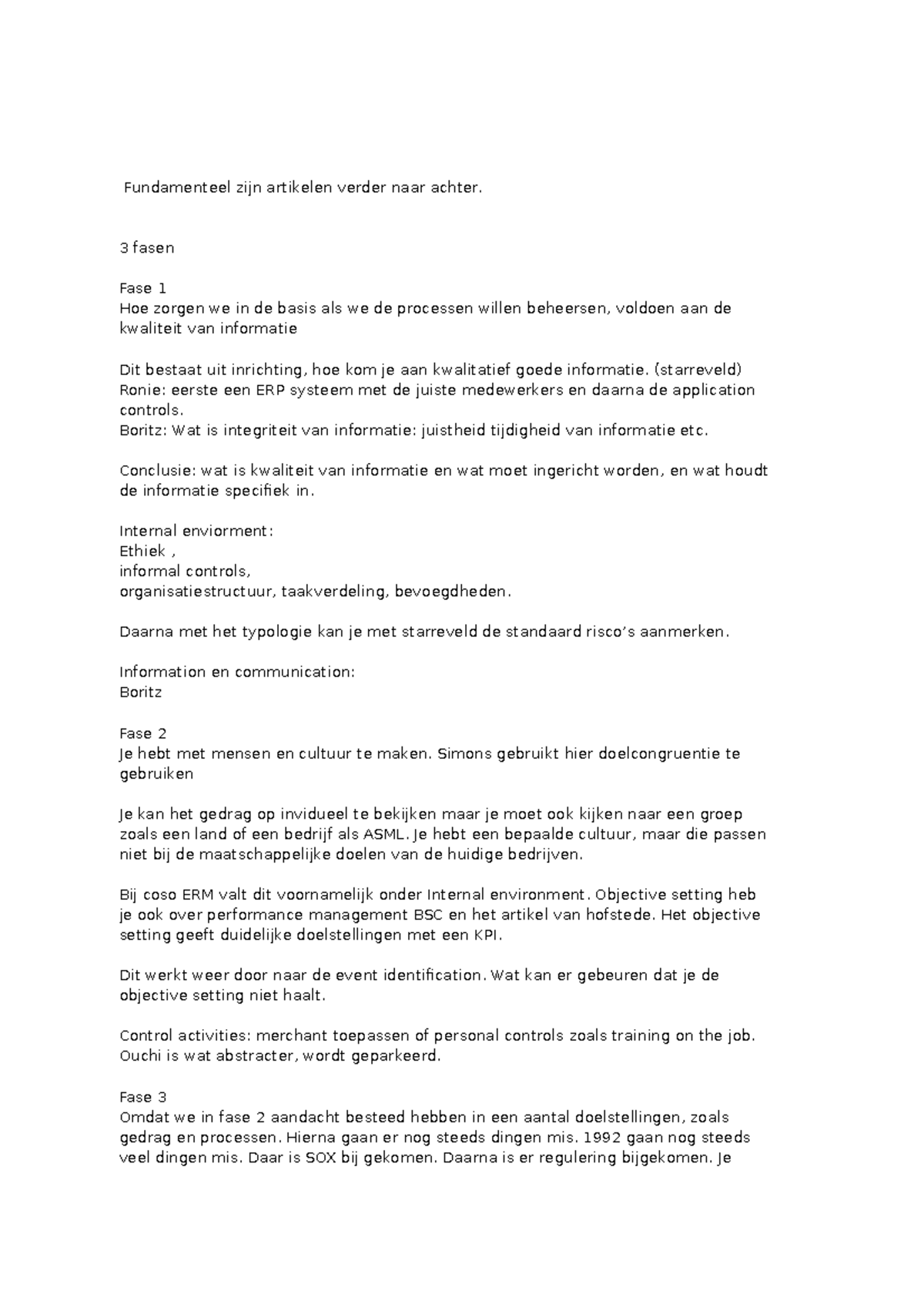 Aantekeningen laatste les - Fundamenteel zijn artikelen verder naar ...