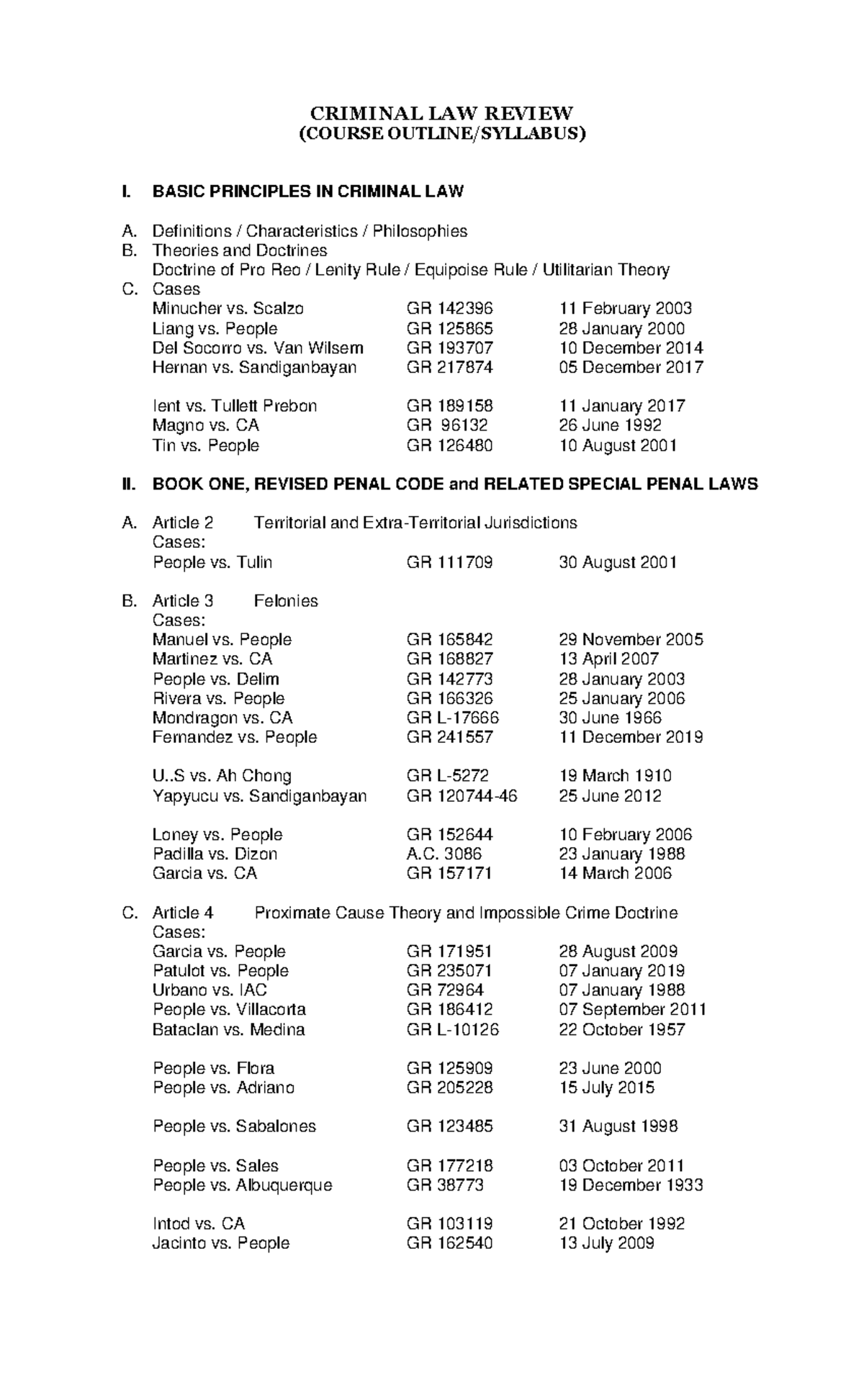 Criminal Law Review Syllabus Uphsd 2021 22 - CRIMINAL LAW REVIEW ...