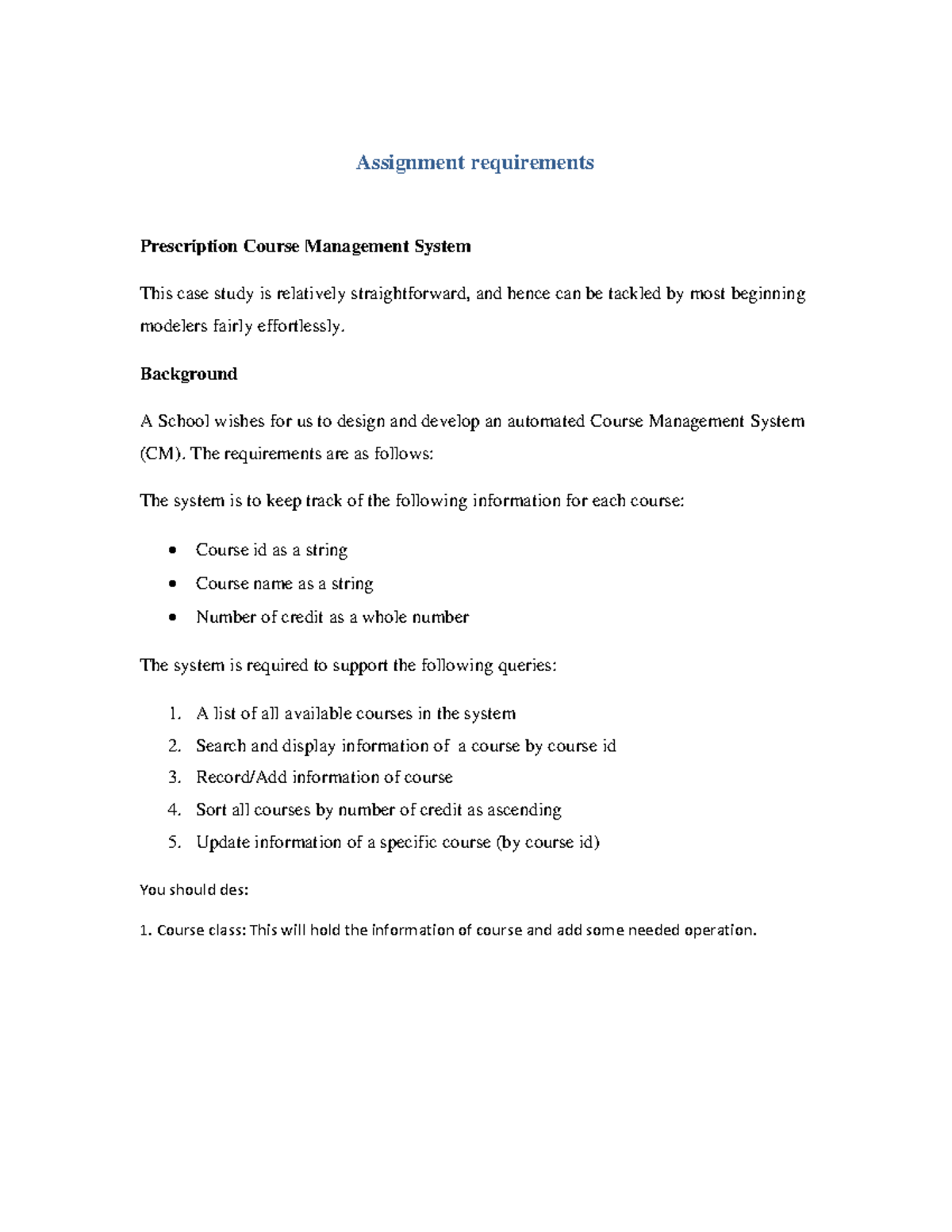 Assignment-Course Management System - Assignment requirements ...