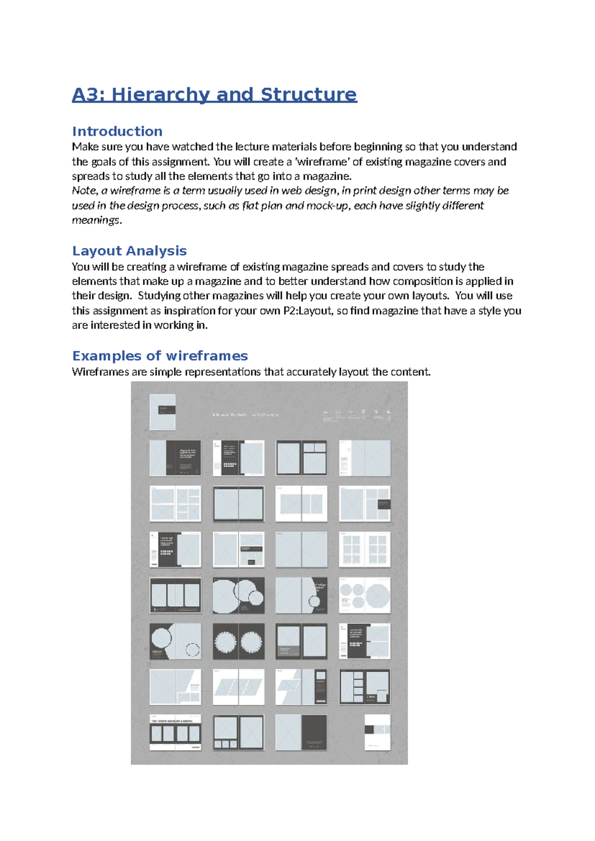 A3 - notes - A3: Hierarchy and Structure Introduction Make sure you ...