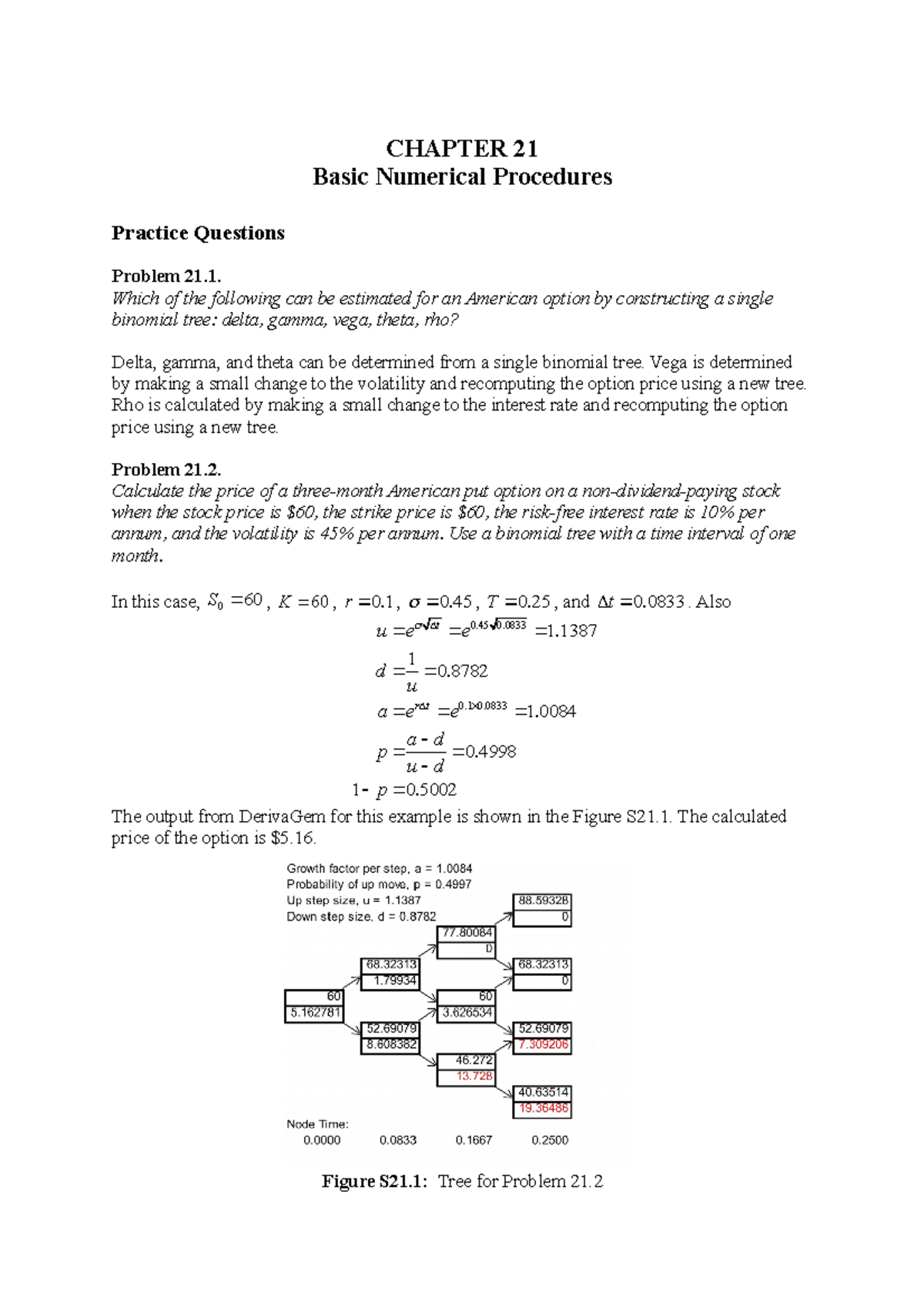 Hull OFOD10e Solutions Ch21 - CHAPTER 21 Basic Numerical Procedures ...