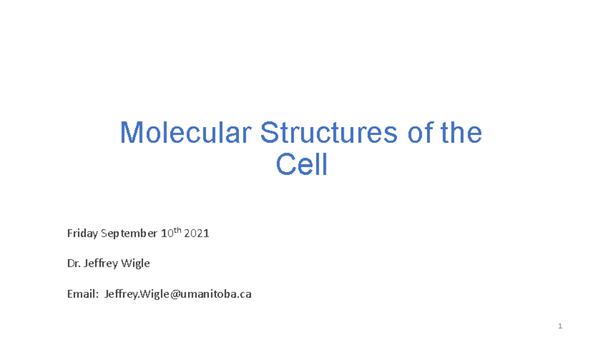 2 Molecular Structures of the Cell - Molecular Structures of the Cell ...