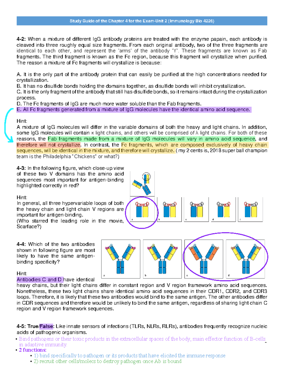 Ch 4 Immuno Study Guide - Warning: TT: undefined function: 22 4- 2: When a mixture of different ...