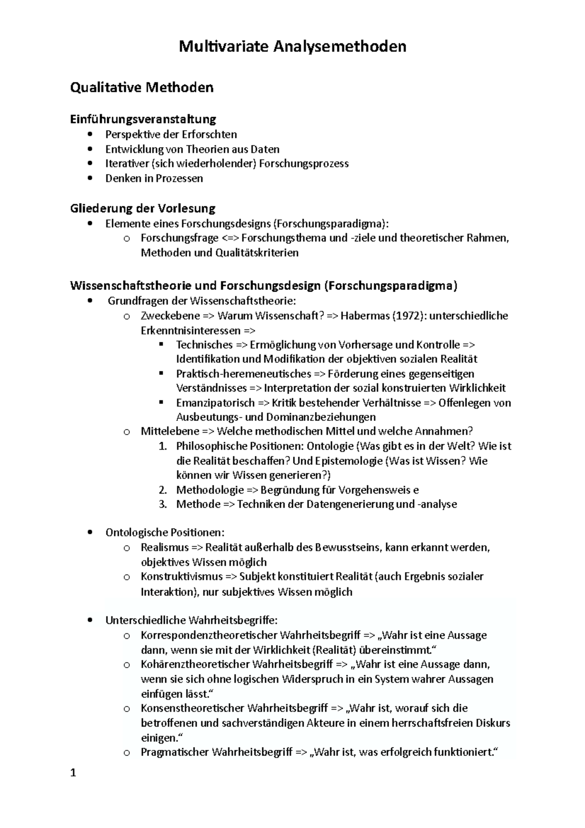 Fachspezifische Forschungsmethoden III: Multivariate Analyseverfahren und qualitative - Studocu