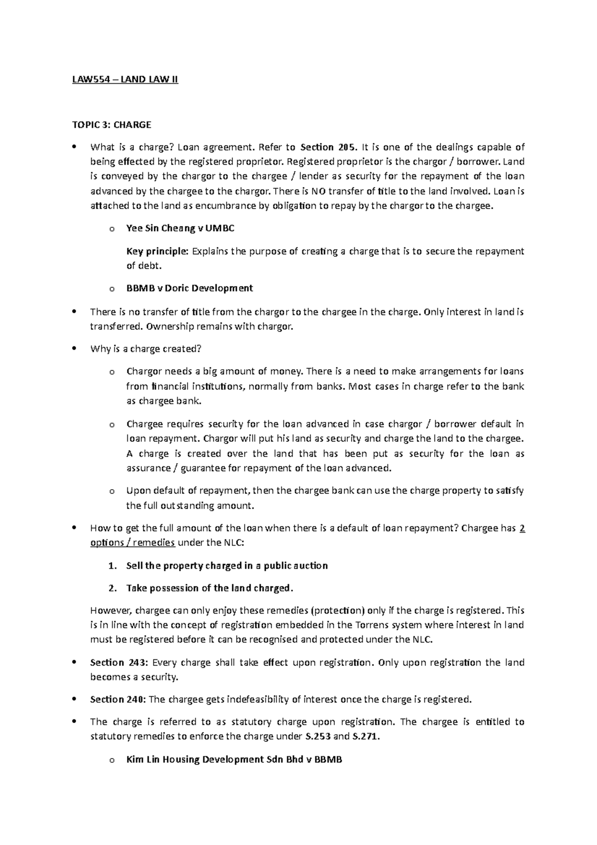 Charge (Malaysian Land Law) - lecture notes - LAW554 – LAND LAW II ...