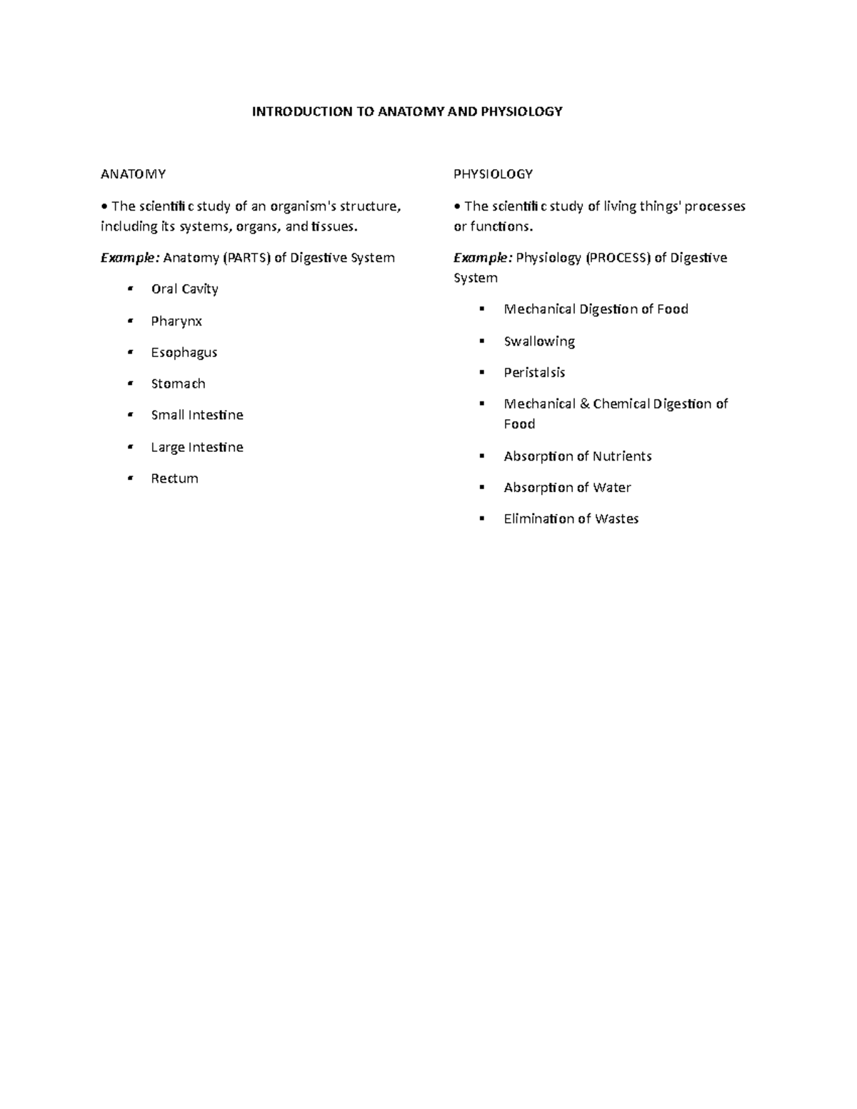 Introduction TO Anatomy AND Physiology - INTRODUCTION TO ANATOMY AND ...