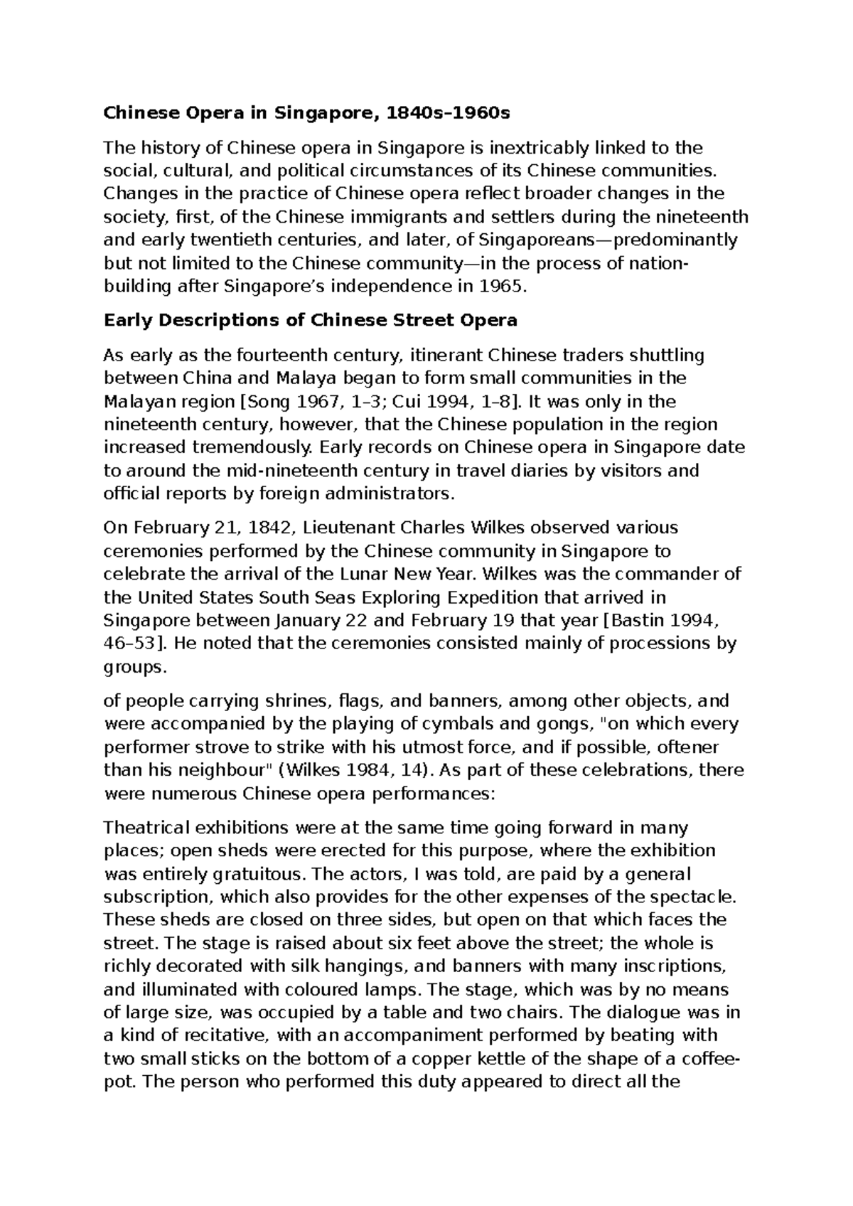 Week 5 Lee, Tong Soon (2009 ) Chinese Opera in Singapore Transcribed ...