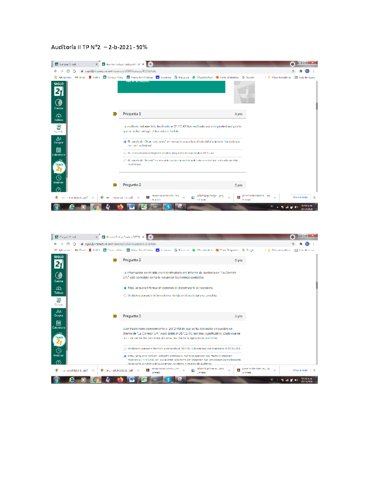 Auditoria II TP N°2 – 2-b-2021- 90% - Studocu