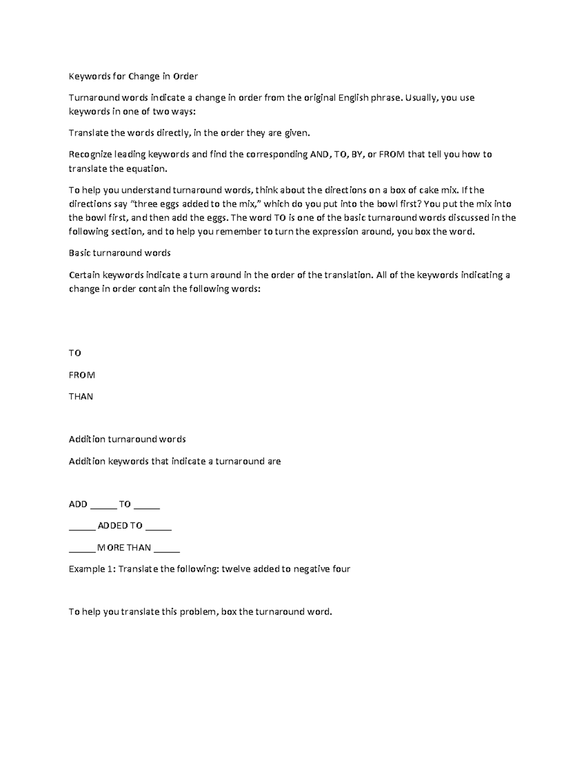 Keywords for Change in Order - Keywords for Change in Order Turnaround ...