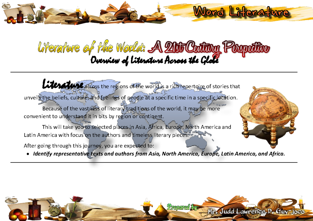 21st Literature - Overview of Literature Across the Globe - Studocu