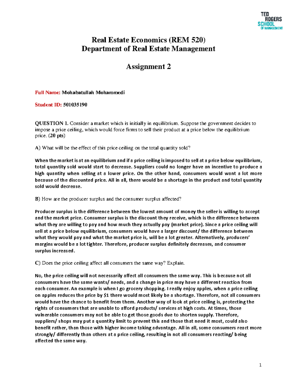 REM520-Assignment 2 - final script - Real Estate Economics (REM 520 ...