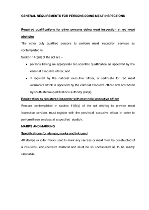 MEAT Inspection AT THE Abattoir - MEAT INSPECTION AT THE ABATTOIR RED ...