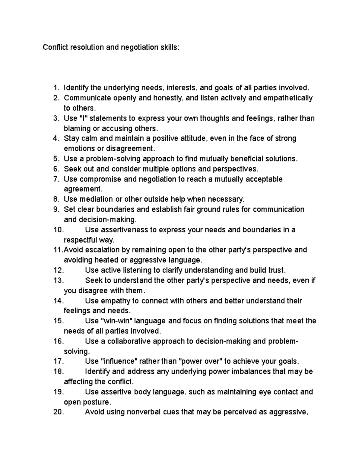 Conflict resolution and negotiation skills - Conflict resolution and ...