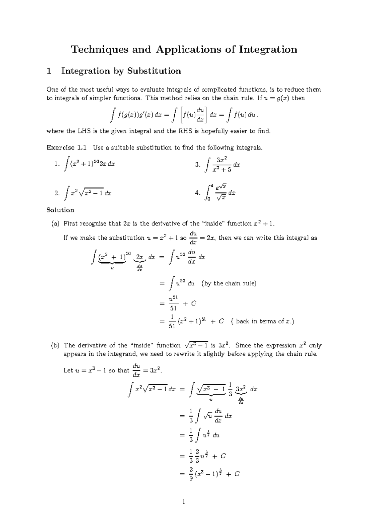 Integration Techniques - Techniques and Applications of Integration 1 ...