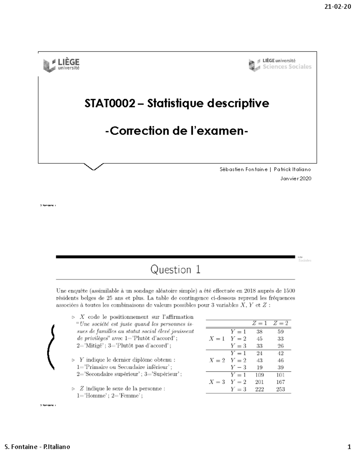 Correction Examen Janv2020 - S | STAT0002 – Statistique descriptive ...