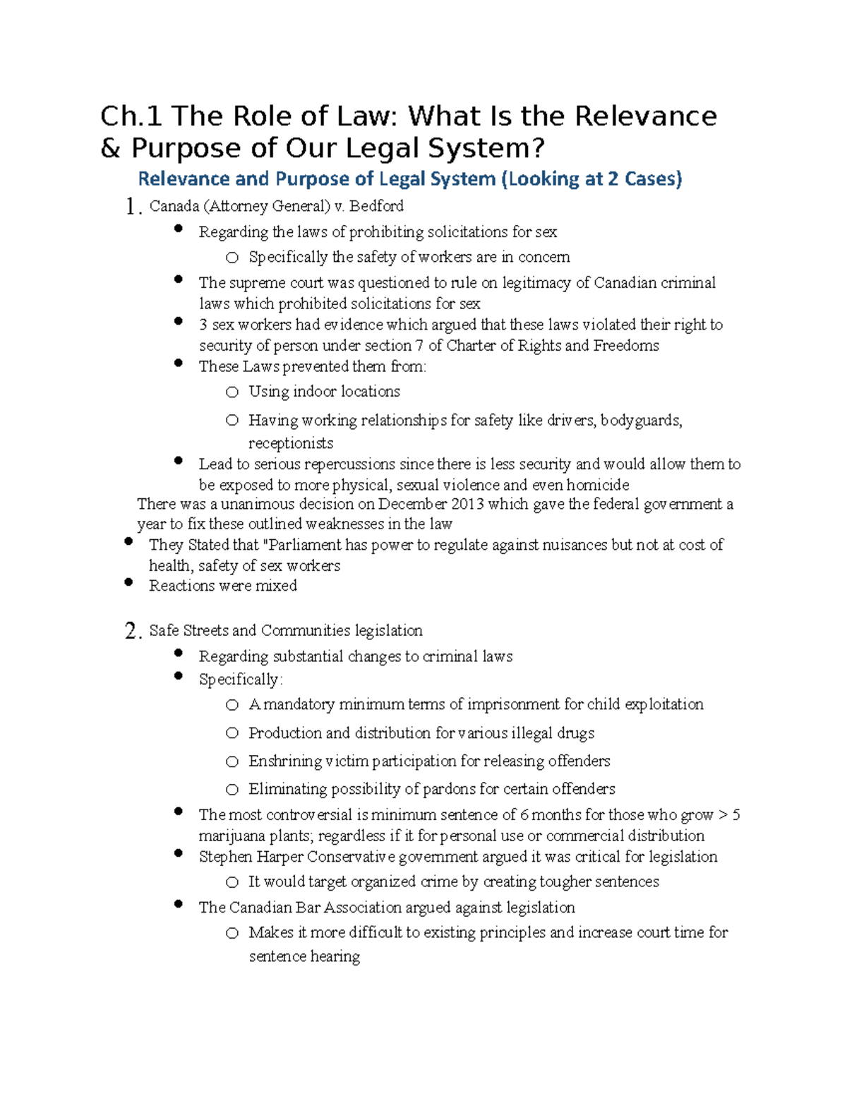 Ch.1 The Role of Law: What Is the Relevance & Purpose of Our Legal ...