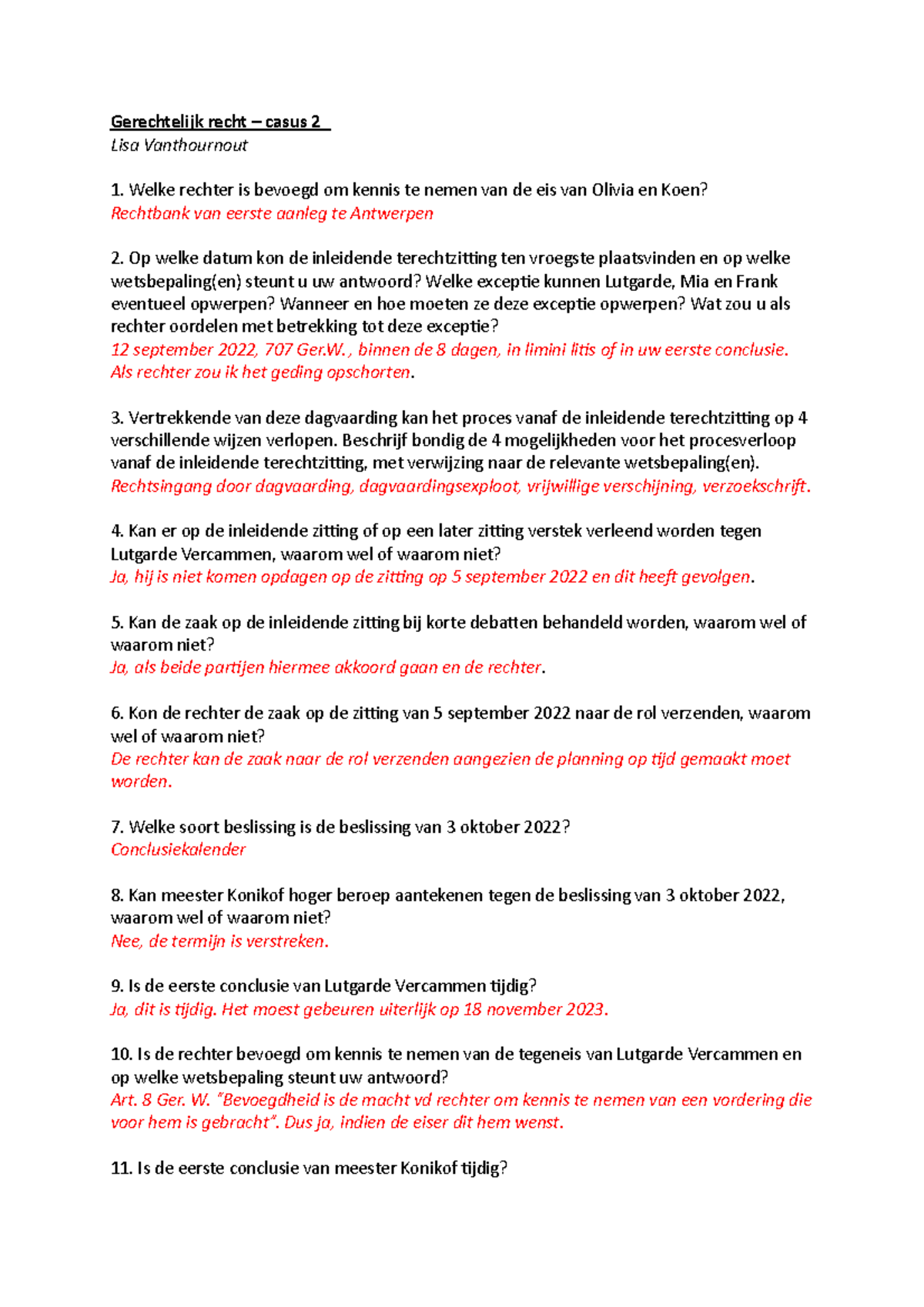 Casus 2 - gerechtelijk recht - Gerechtelijk recht – casus 2 Lisa ...