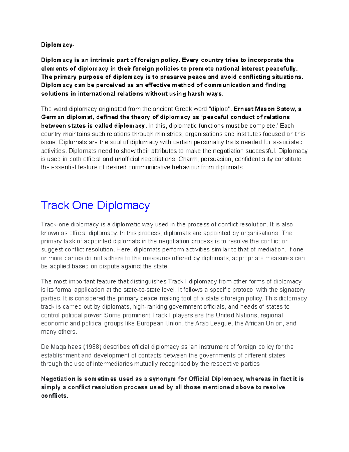 Track-1,2 multitrack - Notes - Diplomacy- Diplomacy is an intrinsic ...