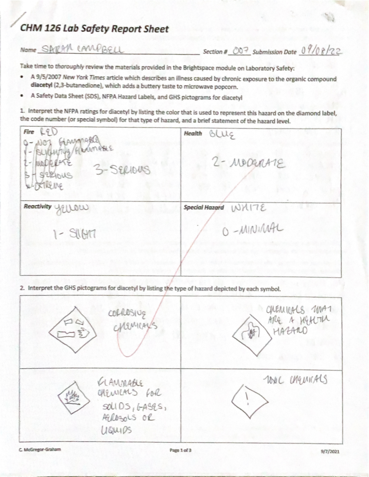 Lab safety sheet - CHM 126 - Studocu