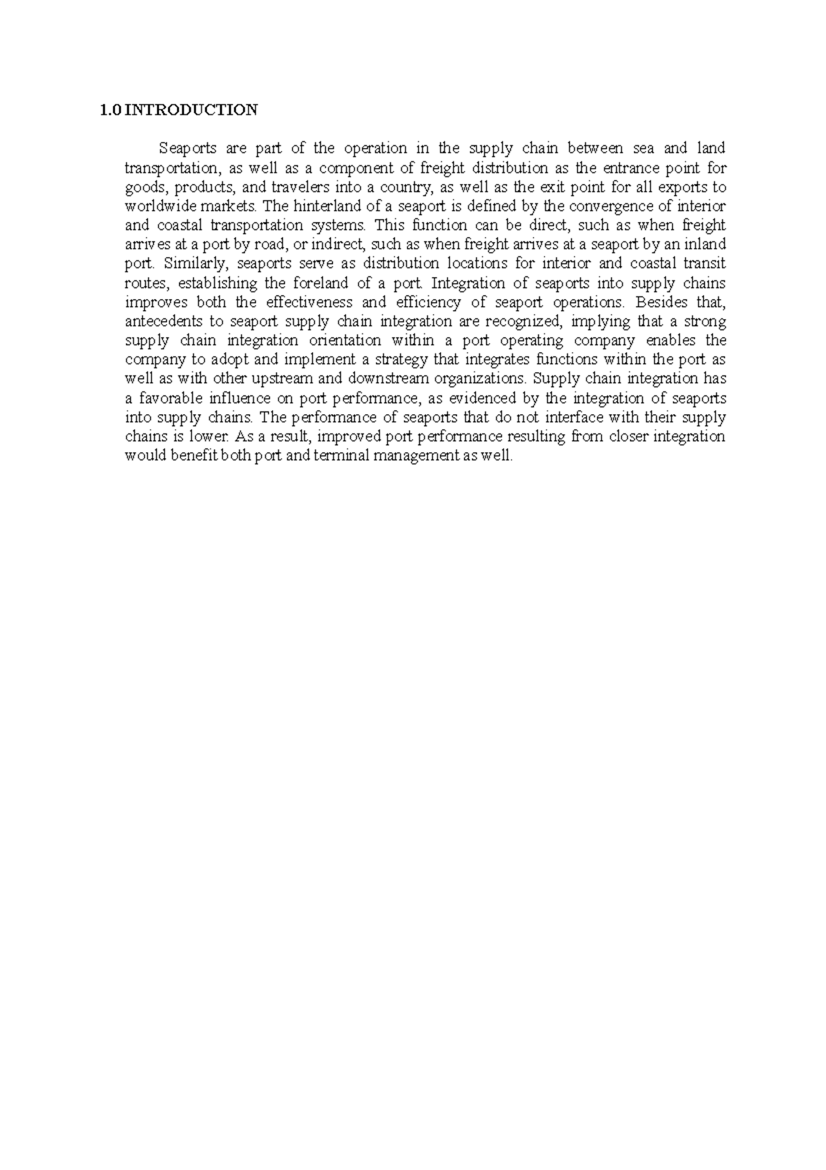 Seaport assignment A211 - 1 INTRODUCTION Seaports are part of the ...