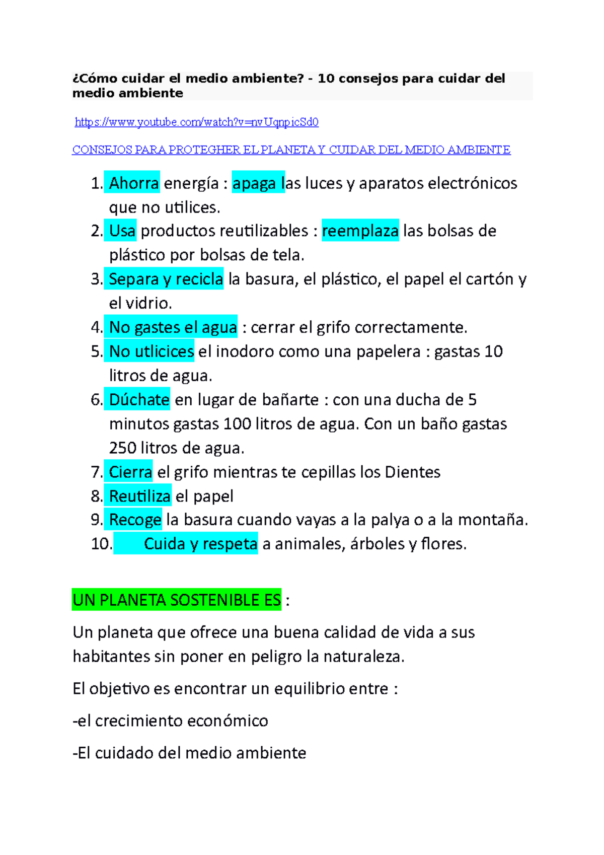 Trace Ecrite CO 10 consejos para proteger el medio ambiente - ¿Cómo ...